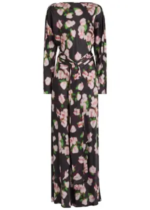 PATRICK MCDOWELL Ninette Floral-print Belted Satin Maxi Dress