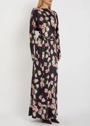 PATRICK MCDOWELL Ninette Floral-print Belted Satin Maxi Dress
