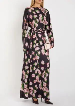 PATRICK MCDOWELL Ninette Floral-print Belted Satin Maxi Dress