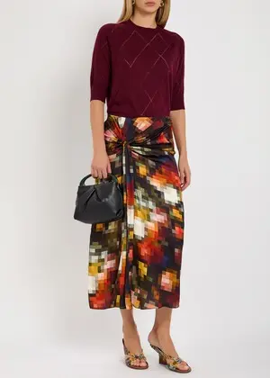 Dries Van Noten Printed Satin Midi Skirt