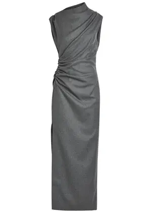 ARMARIUM Melissa Ruched Stretch-wool Midi Dress - Grey
