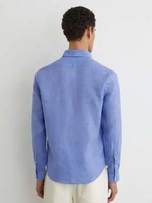 REISS Linen Regular-fit Button-down Shirt - Buddy Blue