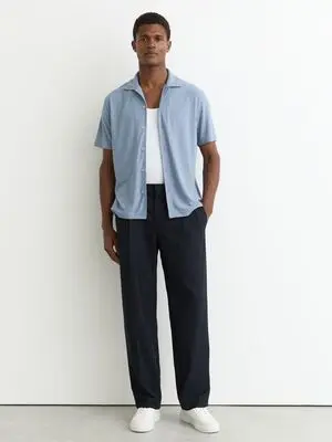 REISS Jacquard Cuban-collar Shirt