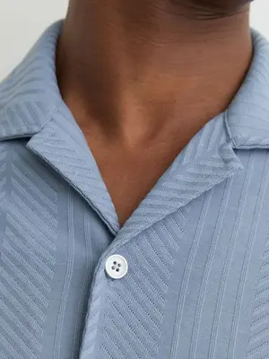 REISS Jacquard Cuban-collar Shirt