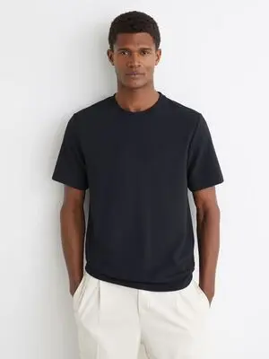REISS Textured Crew-neck Modern-fit T-shirt - Navy