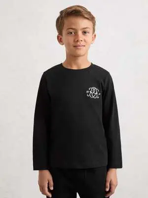 REISS 3-9 Yrs Monogram Cotton Long-sleeve T-shirt
