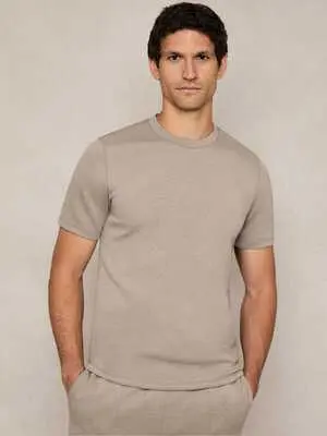 REISS Premium-interlock Modern-fit T-shirt - Light Brown