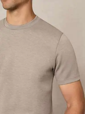 REISS Premium-interlock Modern-fit T-shirt - Light Brown