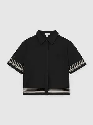 REISS Cotton Stripe-detail Boxy Shirt