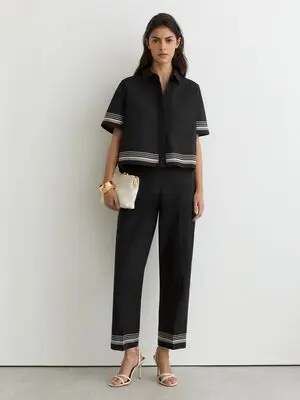 REISS Cotton Stripe-detail Boxy Shirt