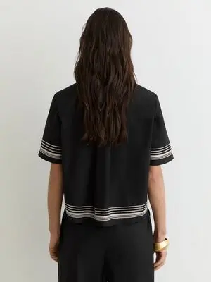 REISS Cotton Stripe-detail Boxy Shirt
