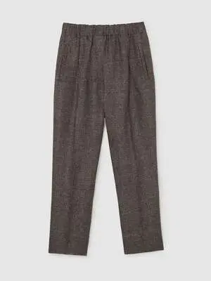 REISS Woven Linen Cropped Tapered Trousers