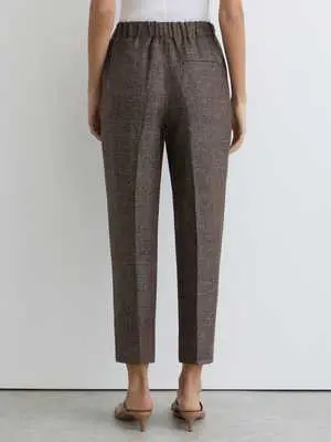 REISS Woven Linen Cropped Tapered Trousers