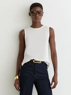 REISS Silk-front Jersey Vest - White
