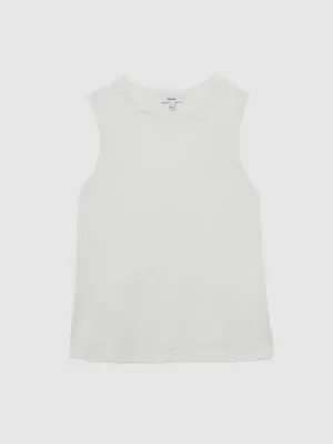 REISS Silk-front Jersey Vest - White