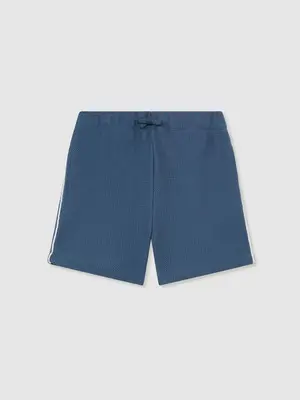 REISS 3-9 Yrs Cotton Textured-knit Piped Shorts - Blue