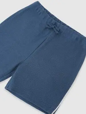 REISS 3-9 Yrs Cotton Textured-knit Piped Shorts