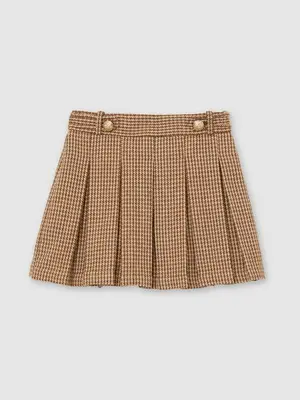 REISS 3-9 Yrs Puppytooth-check Pleated Skirt