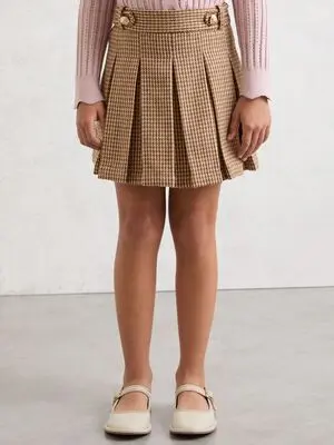 REISS 3-9 Yrs Puppytooth-check Pleated Skirt