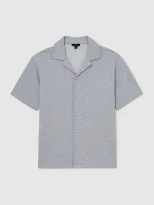 REISS Textured Jacquard Cuban-collar Shirt