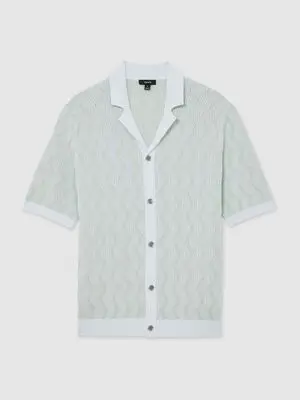 REISS Wave-knit Cuban-collar Shirt