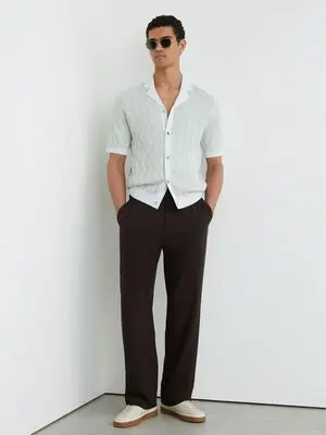 REISS Wave-knit Cuban-collar Shirt