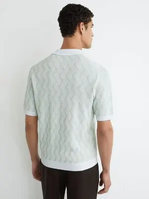 REISS Wave-knit Cuban-collar Shirt
