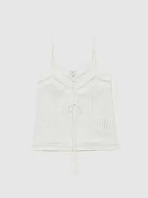 REISS Lace-up Semi-sheer Cami Top