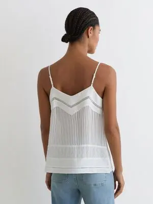 REISS Lace-up Semi-sheer Cami Top
