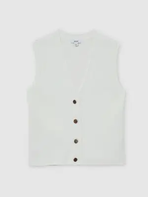 REISS Textured Knit Button-through Waistcoat