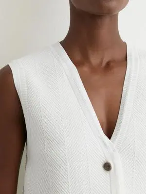 REISS Textured Knit Button-through Waistcoat