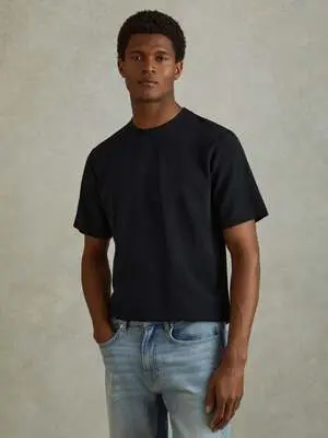REISS Textured Crew-neck T-shirt - Navy