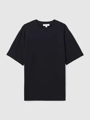 REISS Textured Crew-neck T-shirt - Navy
