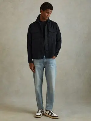 REISS Textured Crew-neck T-shirt - Navy