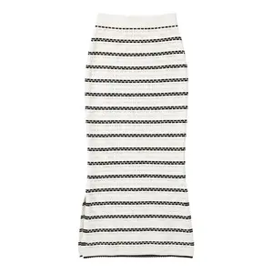 BRODIE CASHMERE Breton Stitch Skirt - Black