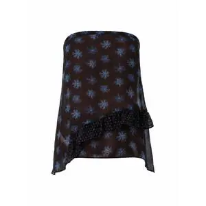 Carmen Says Palma Flower Print Strapless Asymmetric Top