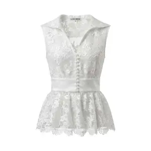 LOR REIN Elio Lace Top - White
