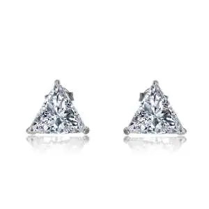 GENEVIVE Sterling Cubic Zirconia Medium Triangle Earrings