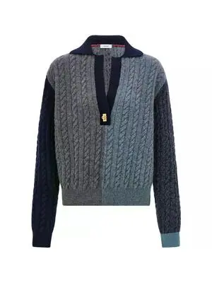 FERRAGAMO Gancio-detail Cable Knit - Grey