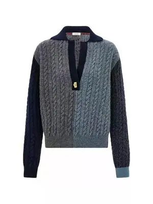 FERRAGAMO Gancio Detail Cable Knit Jumper - Grey