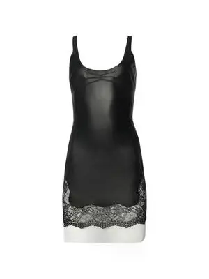 Attico Lace-trimmed Leather Dress - Black