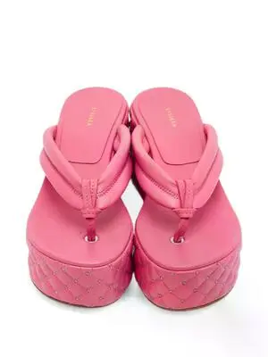 LE SILLA Quilted Studded Wedge Sandals - Pink