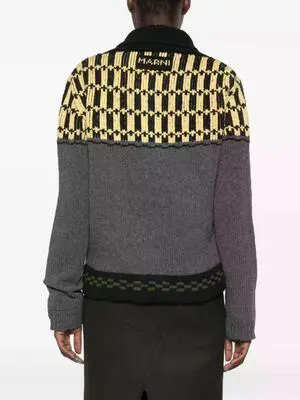 Marni Geometric Pattern Shawl Collar Cardigan