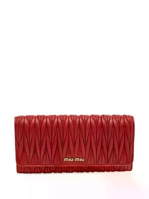 Miu Miu Matelassé Leather Wallet - Red