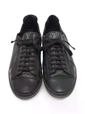 LOUIS VUITTON Leather Geometric Pattern Lace-up Sneakers