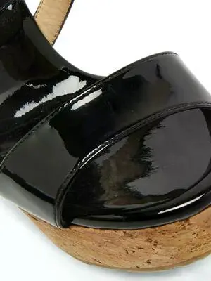 JIMMY CHOO Patent Leather Wedge Sandals