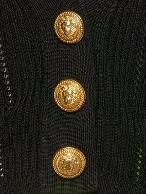 Balmain Pointelle-knit Cropped Cardigan