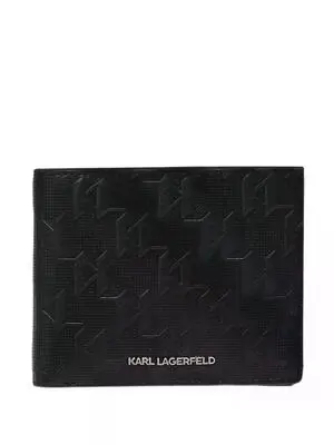 Karl Lagerfeld Monogram Perforated Wallet - Black