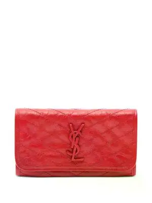 Saint Laurent 2000s Niki Chevron-quilted Wallet Red