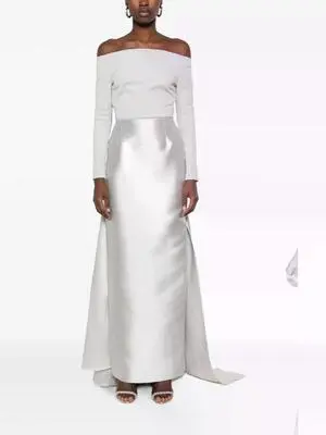 Solace London Off-shoulder Draped Gown Maxi Dress